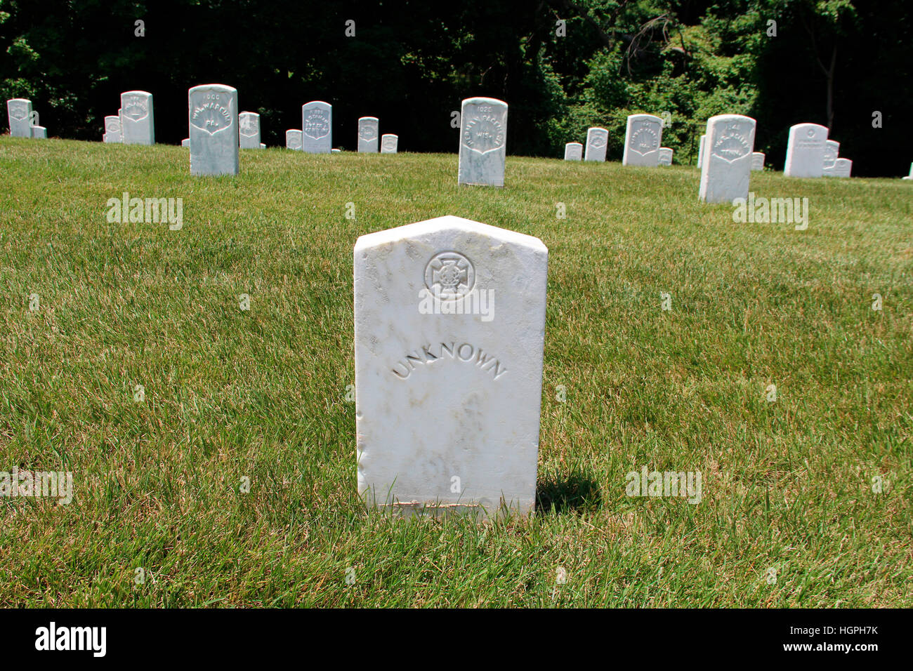 Unknown soldier gravestone, Annapolis National Cemetery, Maryland Stock ...