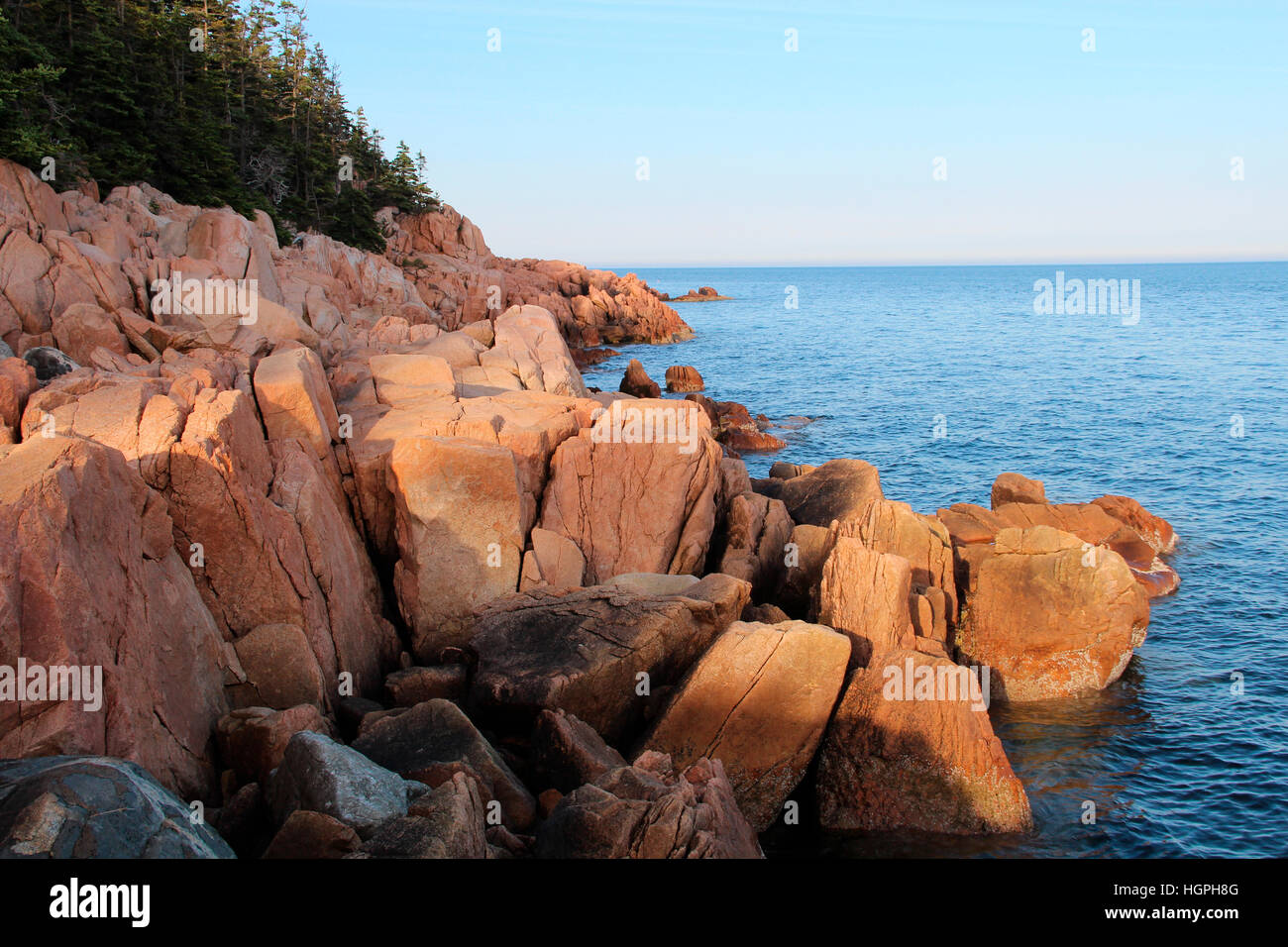 Cliffs and Atlantic Ocean, Acadia National Park, Maine, USA Stock Photo ...