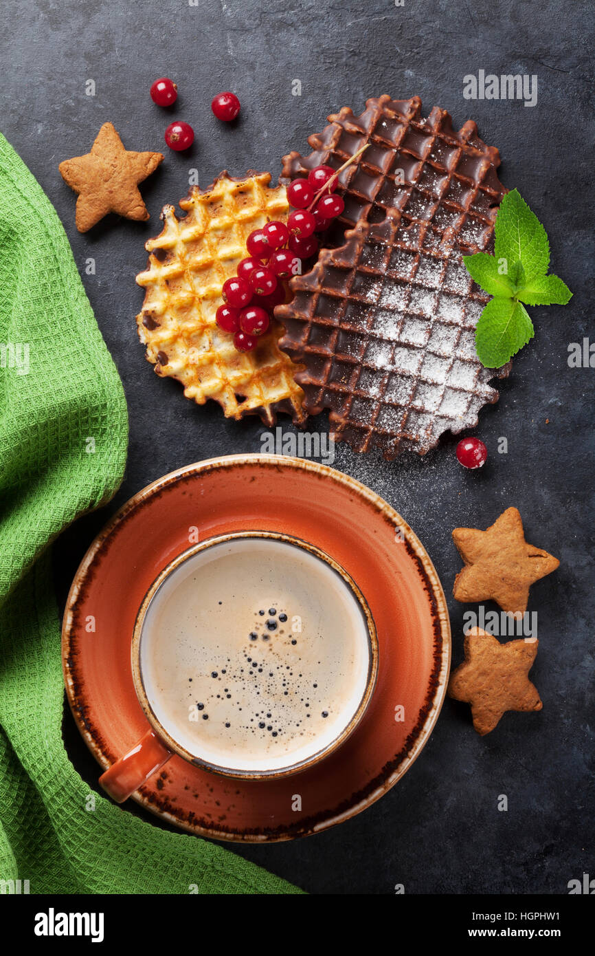 Coffee waffles sweets top hi-res stock photography and images - Alamy