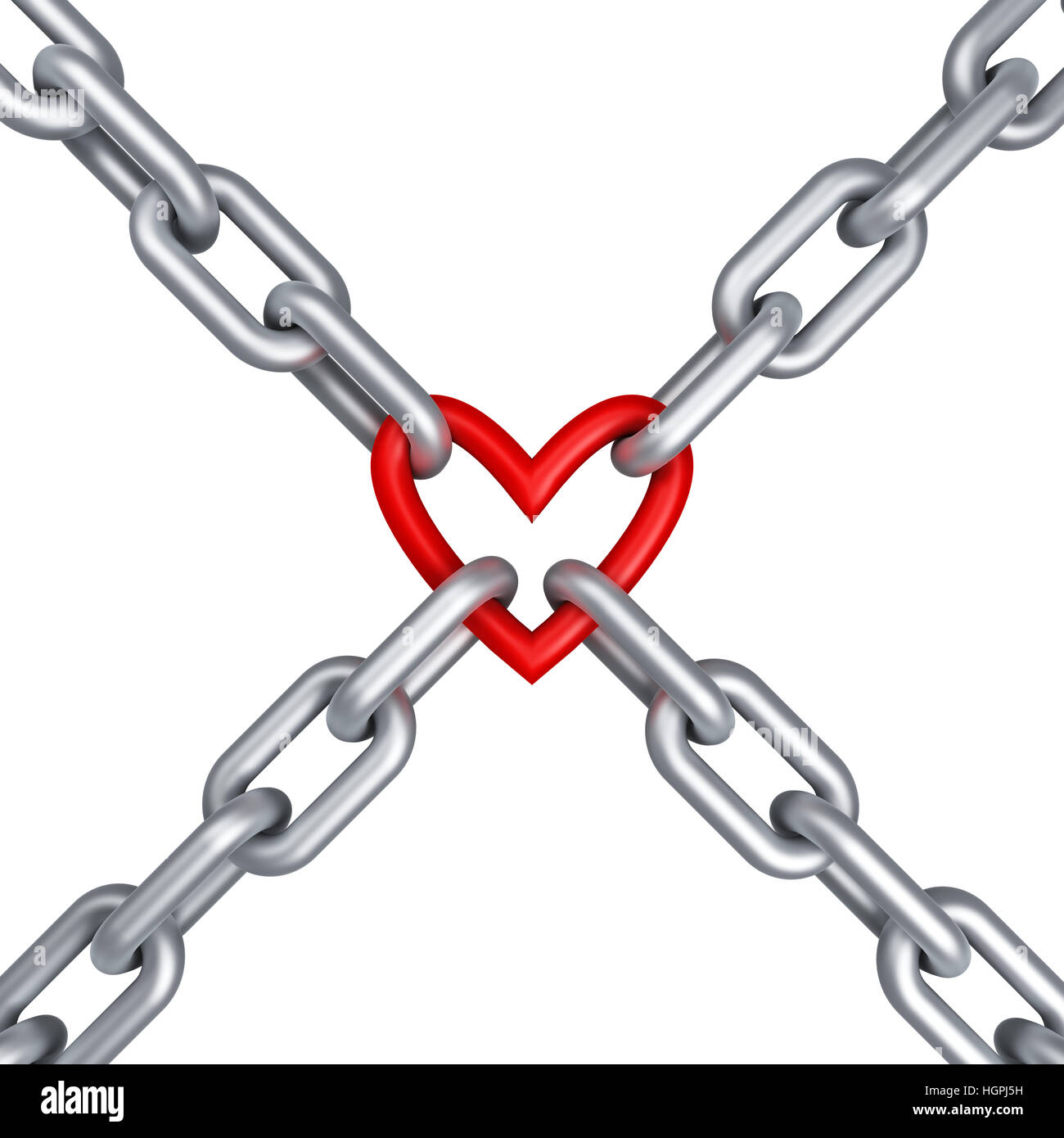 Chain with heart Stock Photo - Alamy
