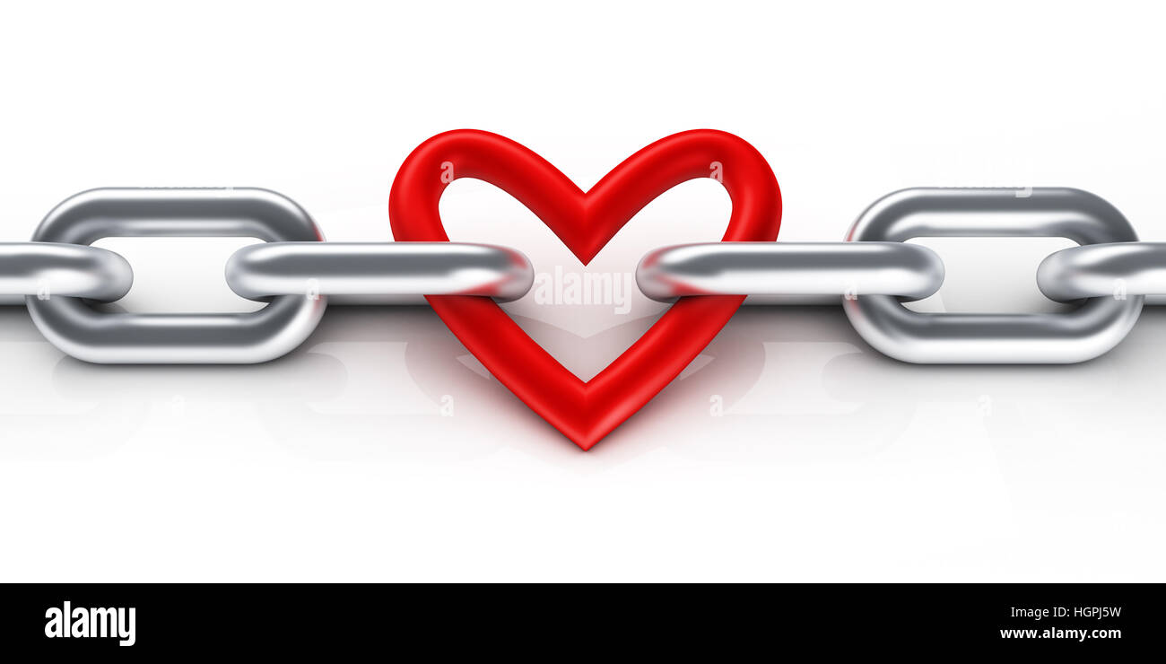 Chain with heart Stock Photo - Alamy