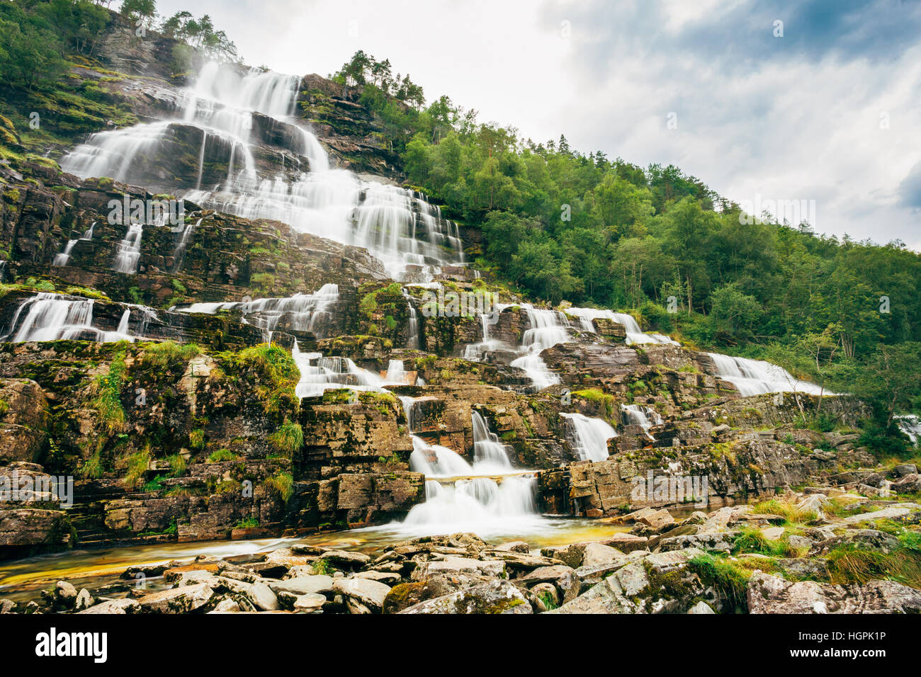 Waterfall Tvindefossen Is Largest And Highest Waterfall Of Norway, Its ...