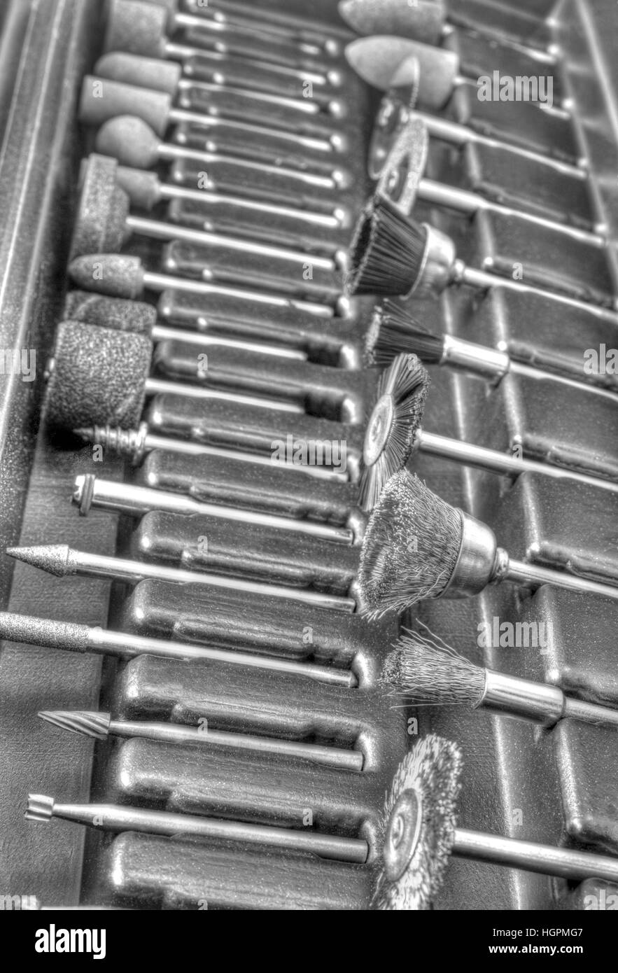 Set of different grinding and cutting accessories for mini drill ...