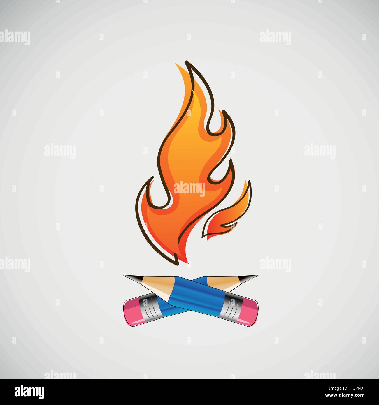 The fire, which burn pencils. Vector design Stock Vector Image & Art ...
