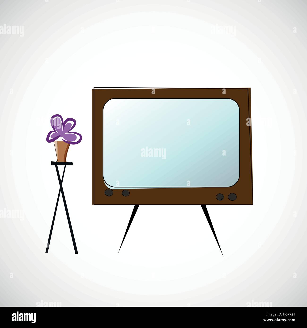 Old TV and flowers in a pot Stock Vector Image & Art - Alamy