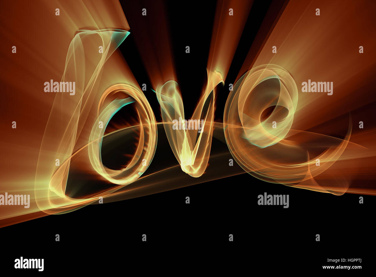Love isolated word lettering written with fire flame or smoke on black ...