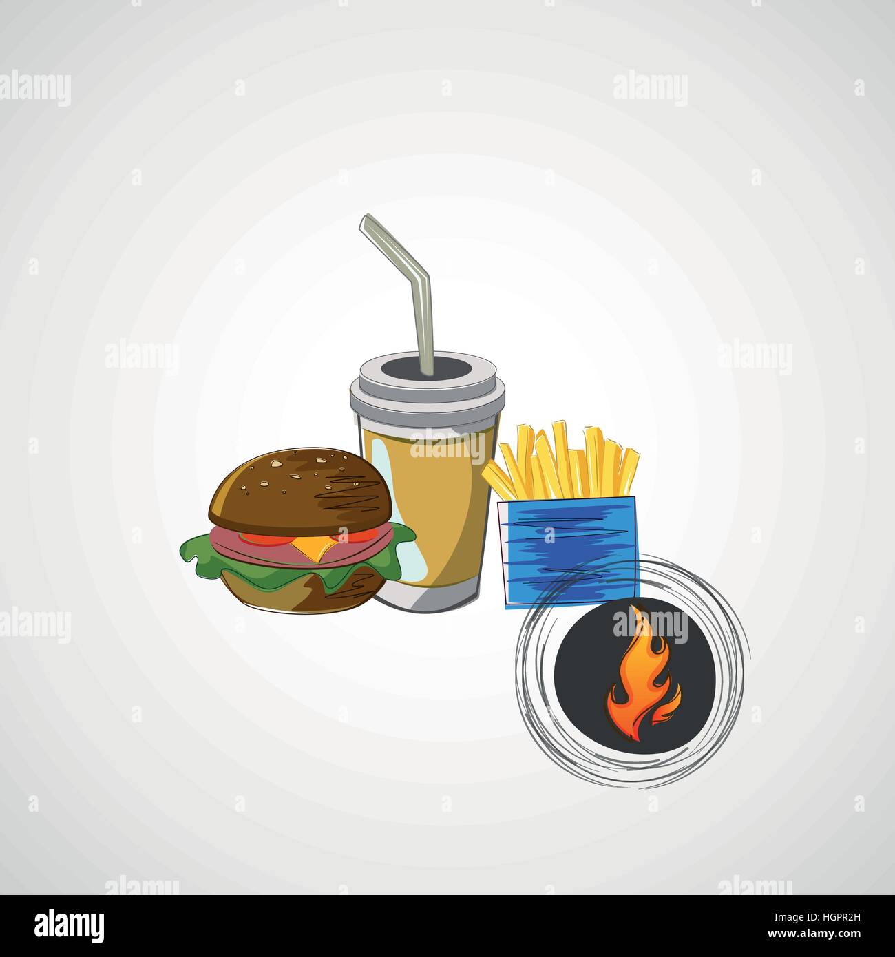 Vector set of fast food drink, burger, fries Stock Vector Image &amp; Art ...