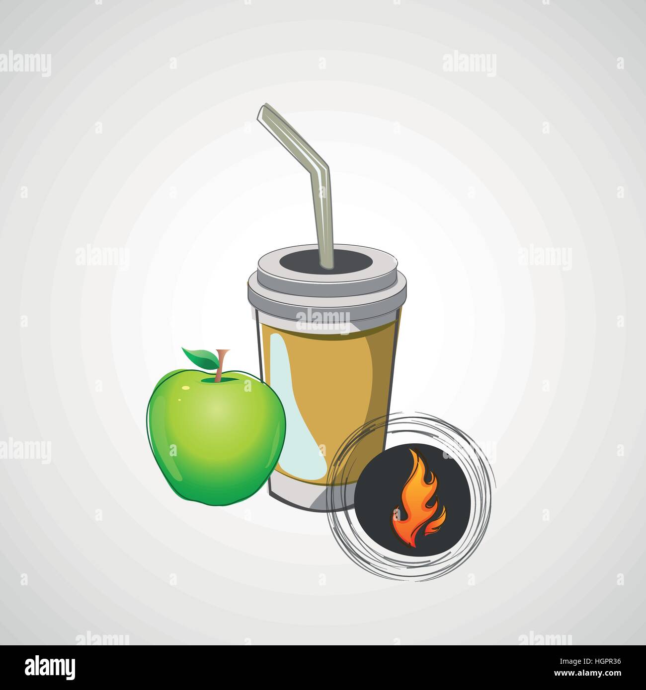 Vector sketch paper cup with straw and apple Stock Vector Image & Art ...