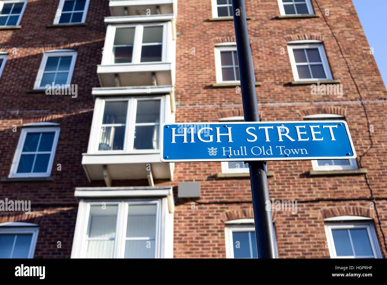 Kingston-Upon-Hull ,East Riding of Yorkshire,UK.High street in old town ...
