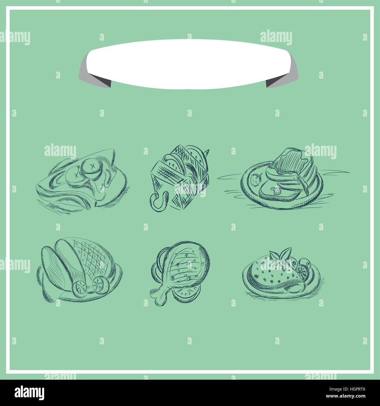 Meat menu chalked on a blackboard. Vector design Stock Vector Image ...