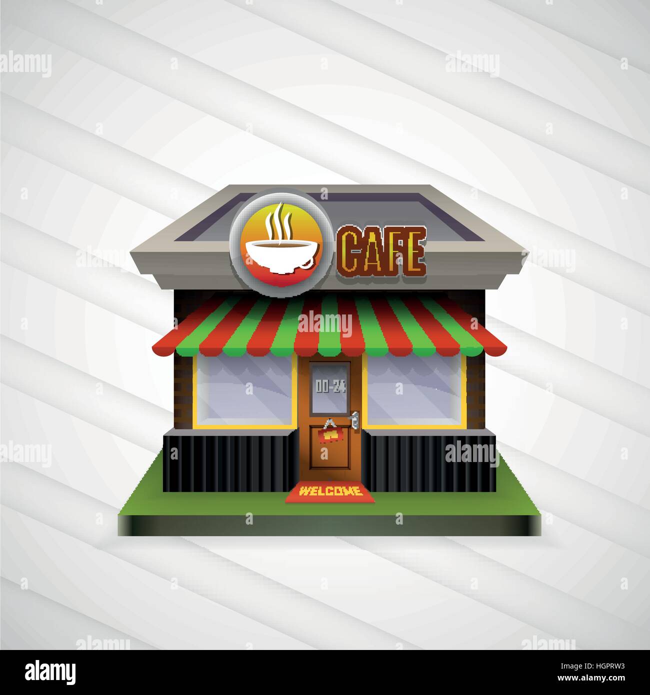 Building cafe open storefronts and bright awning Stock Vector Image ...