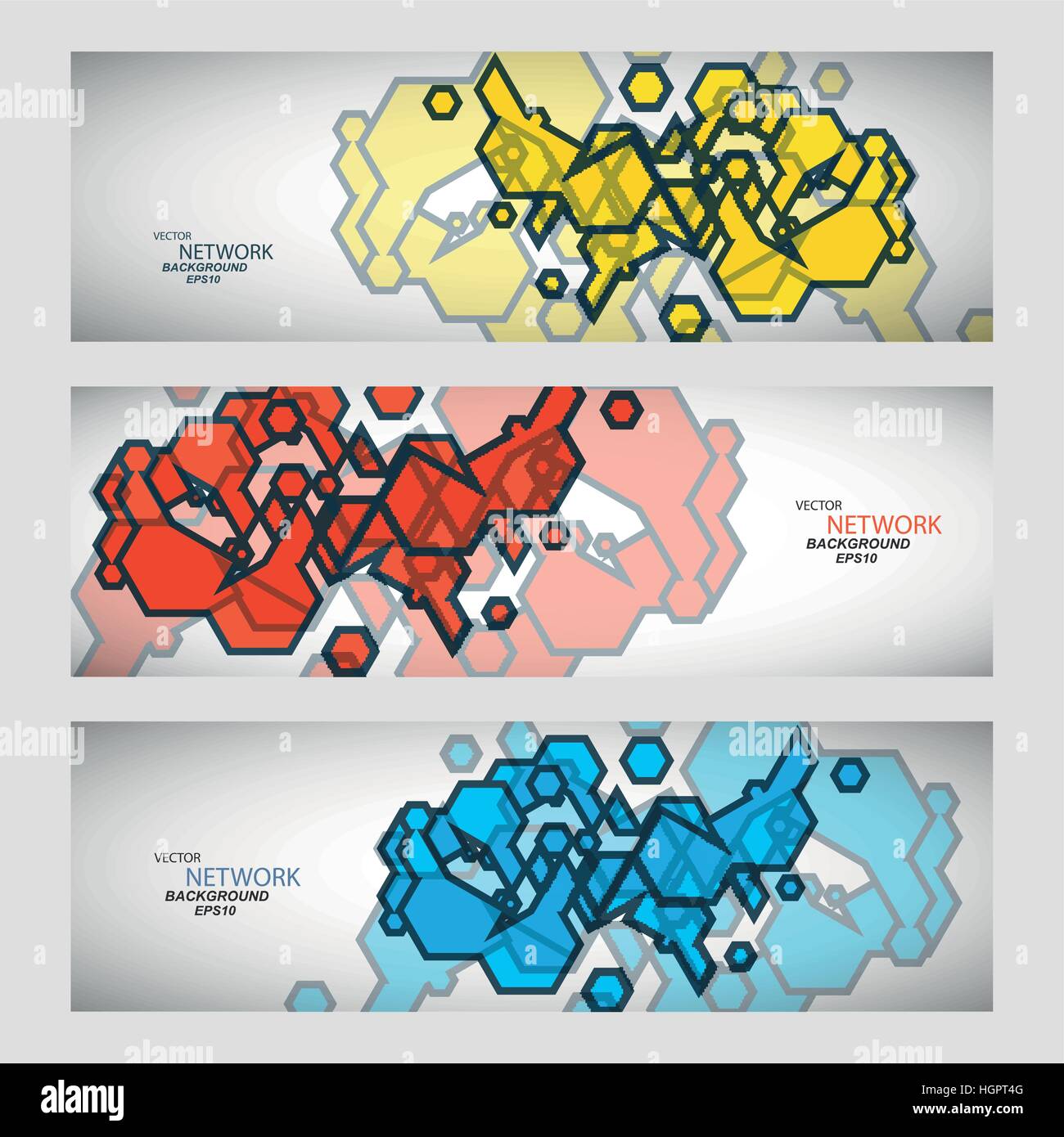 Three vector banner with abstract colored shapes Stock Vector Image ...