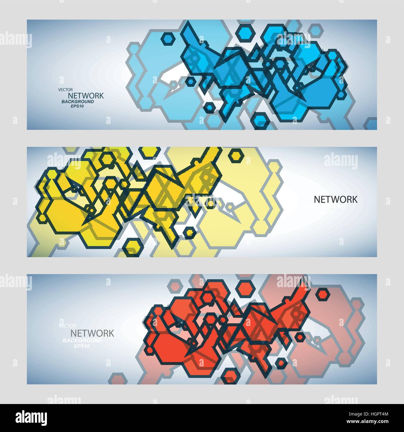 Three vector banner with abstract colored shapes Stock Vector Image ...