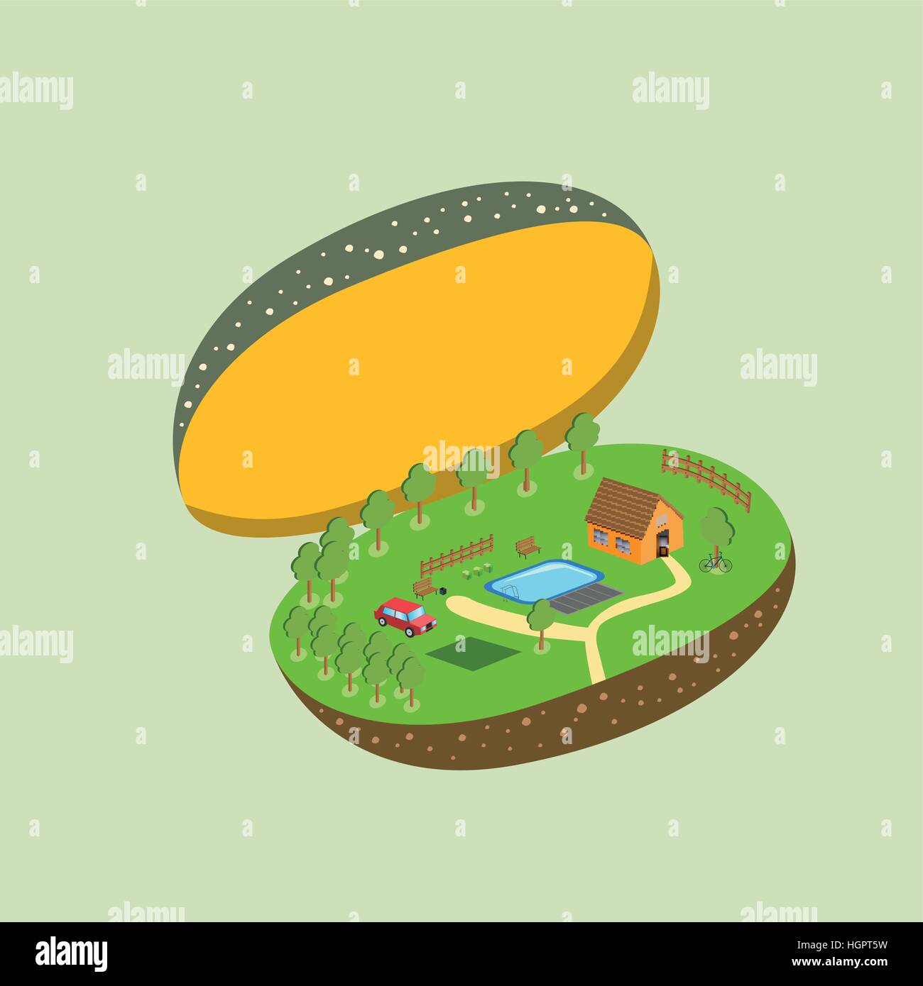 Vector Piece Of Land And Sky With Objects Stock Vector Image And Art Alamy