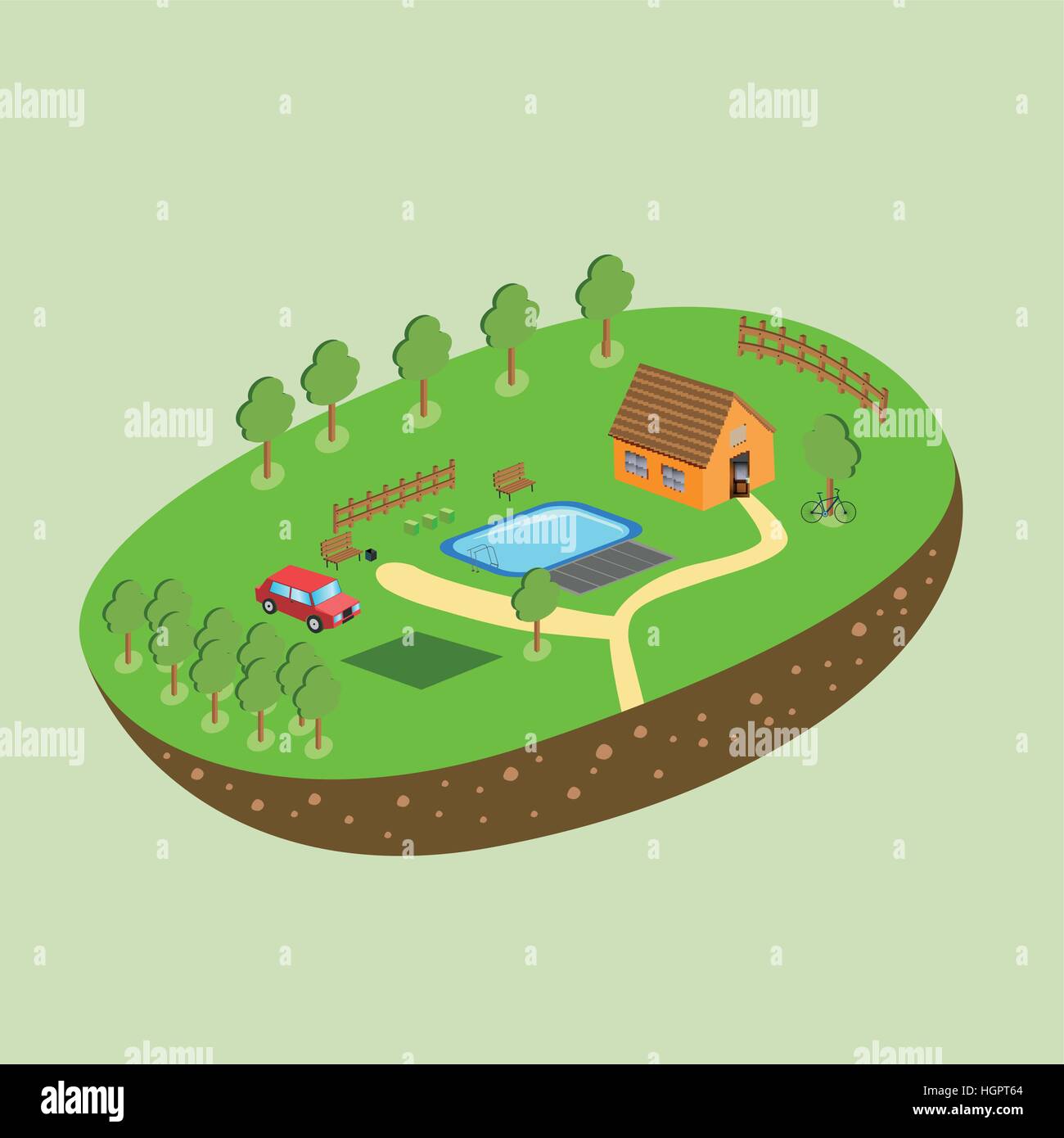 Vector Piece Of Land And Sky With Objects Stock Vector Image And Art Alamy