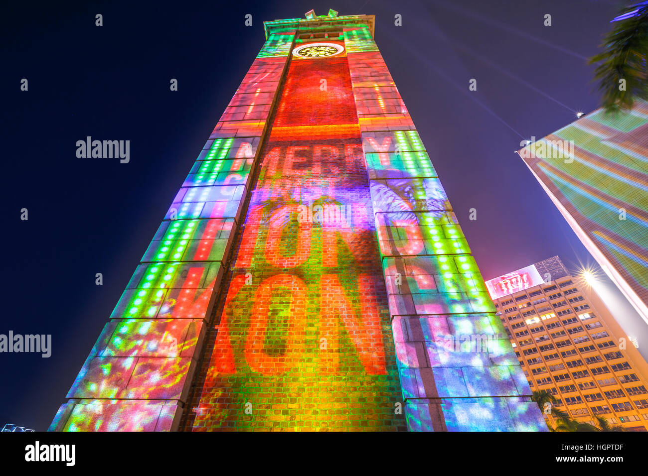 Clock Tower by night Stock Photo - Alamy