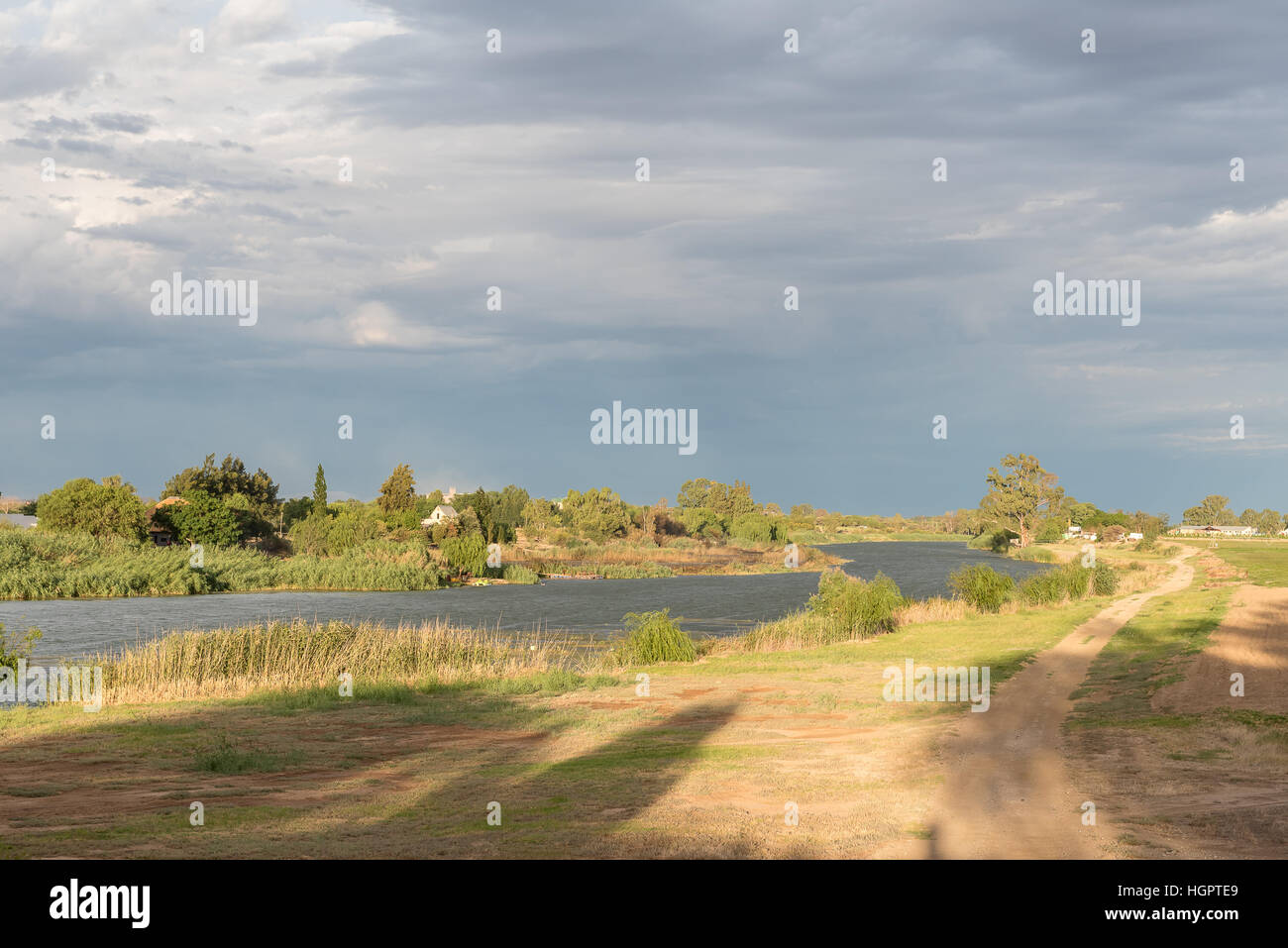 A late afternoon view of the Riet River (reed river) at Ritchie, a ...