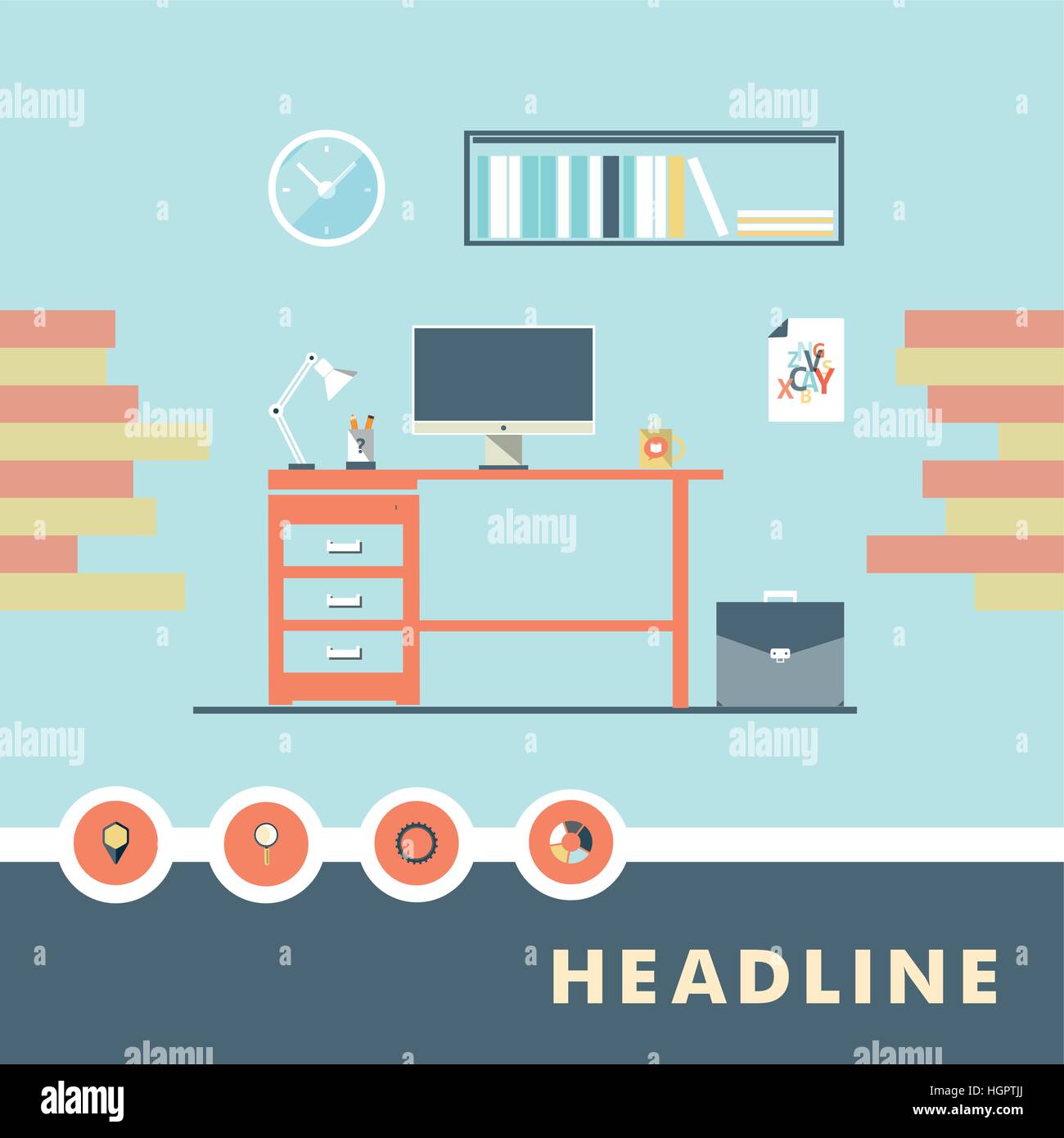 Flat icons interior items in the workroom Stock Vector Image & Art - Alamy