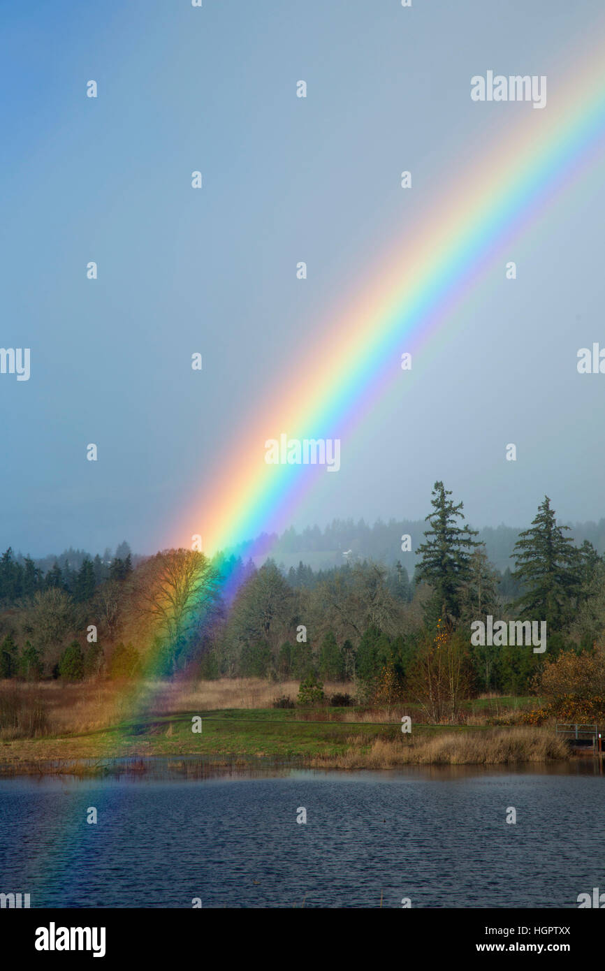 Rainbow, Tualatin River National Wildlife Refuge, Oregon Stock Photo ...