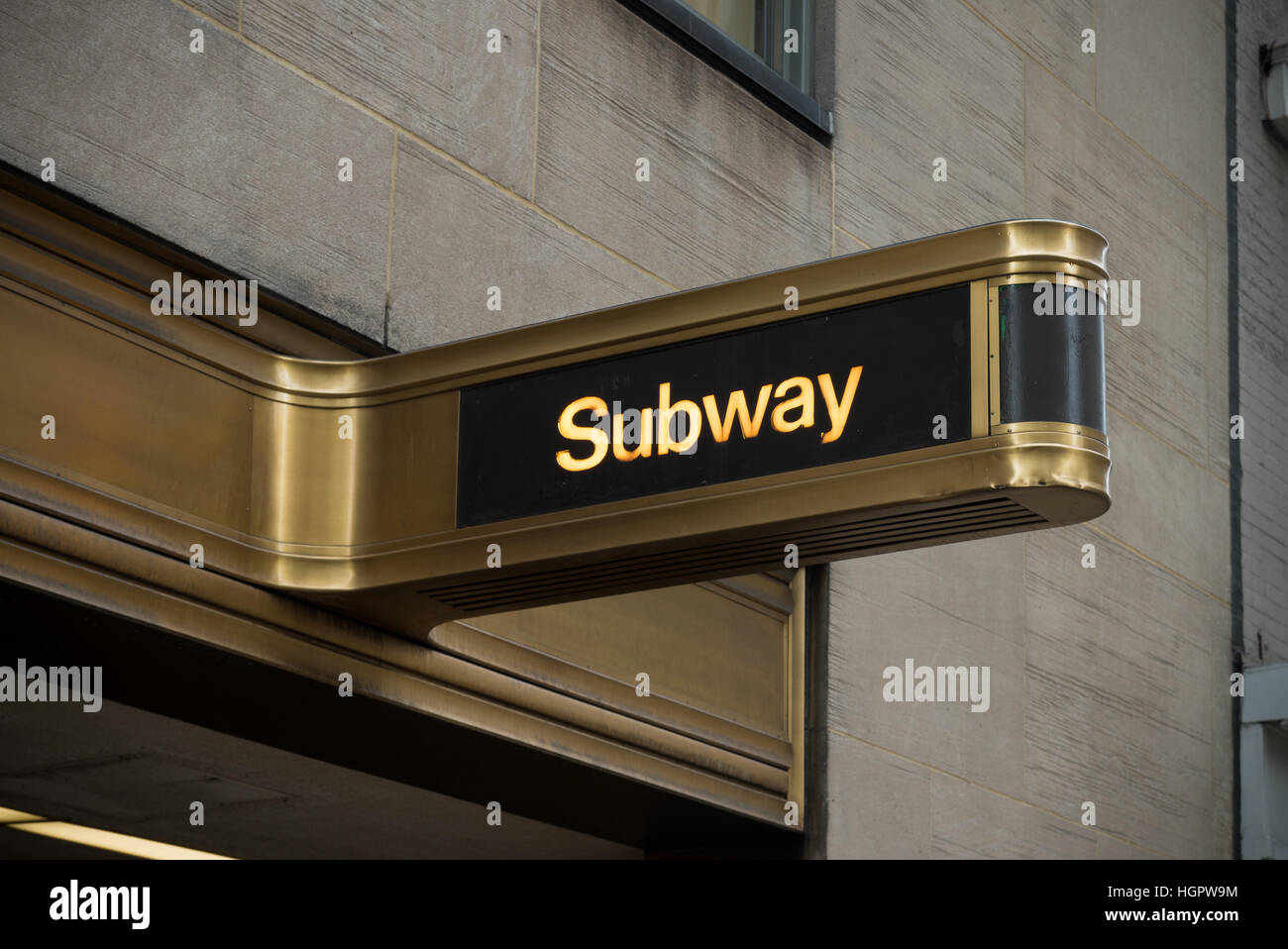 lighted subway entrance sign in manhattan, new york Stock Photo - Alamy