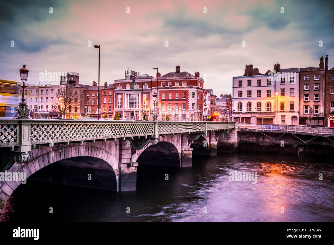Beautiful view of Dublin with bridge and River Stock Photo - Alamy