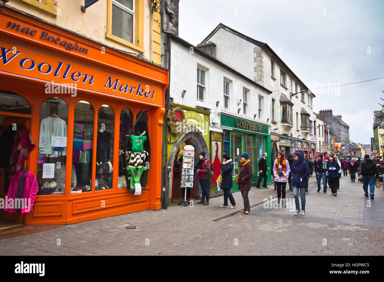 View with people from historic Galway Ireland Stock Photo - Alamy
