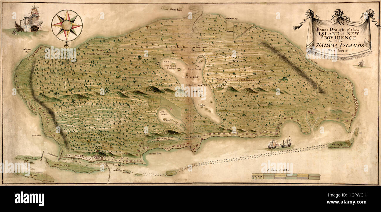 Map Of Bahamas 1700 Stock Photo - Alamy