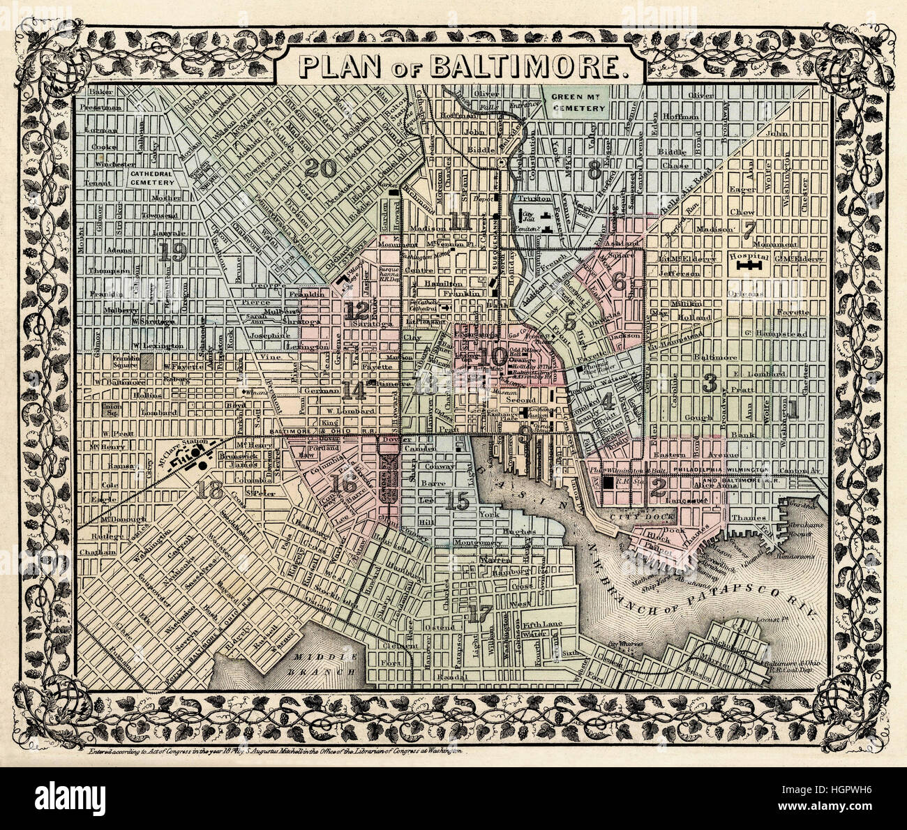 Map of Baltimore 1874 Stock Photo - Alamy