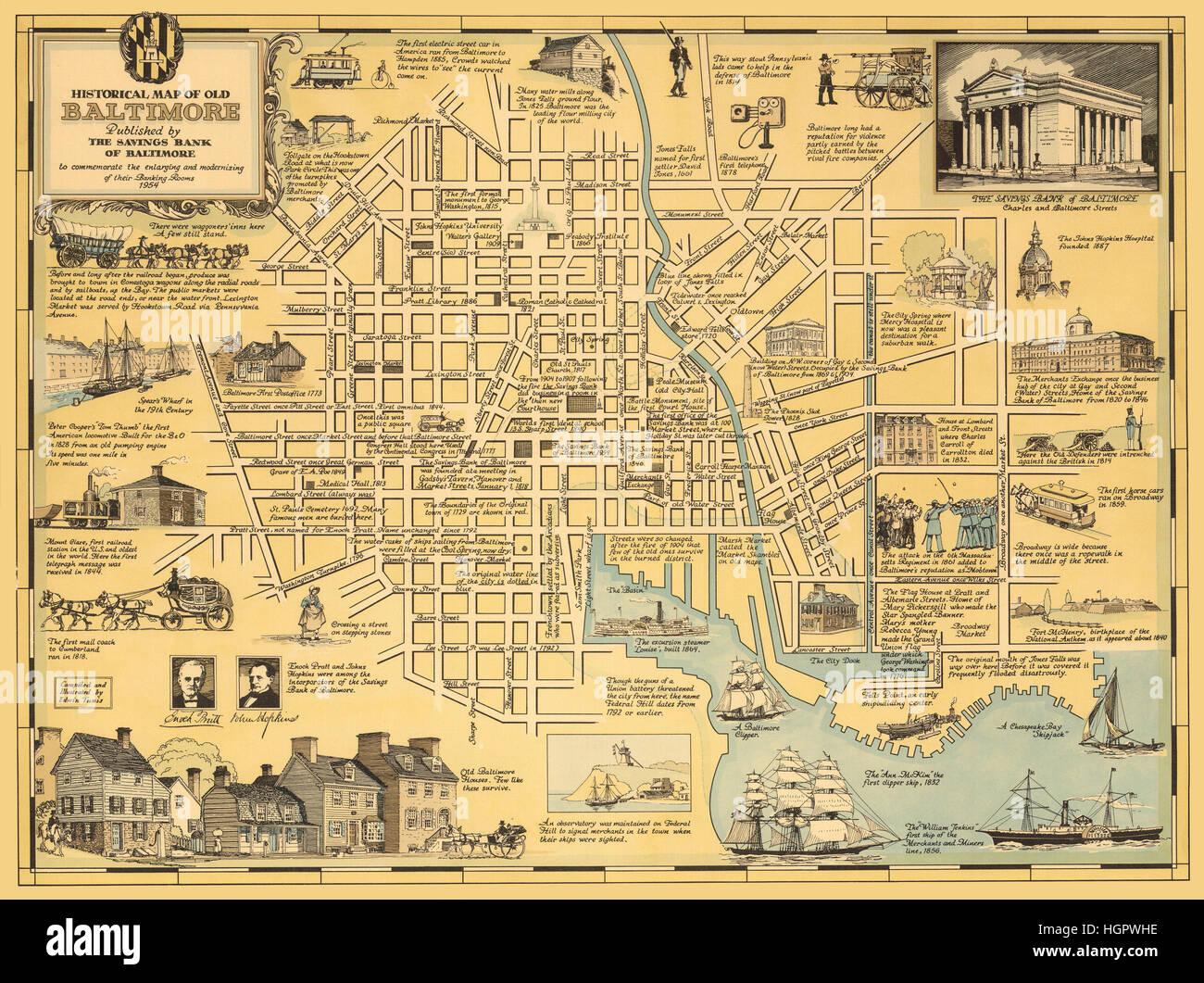 Pictorial Map of Baltimore Stock Photo - Alamy