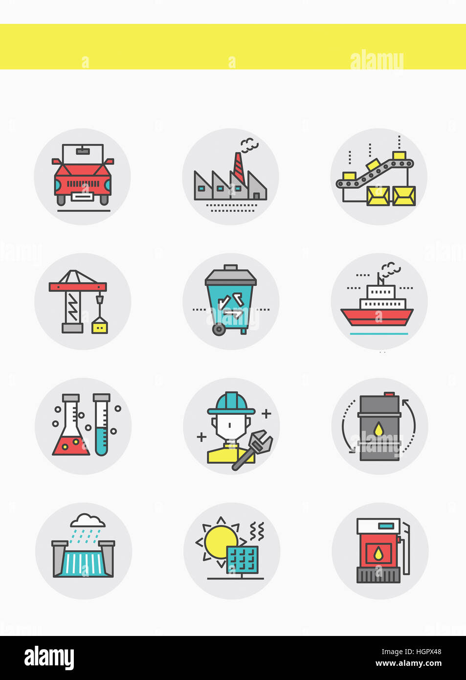 Set of various line icons related to industry Stock Photo - Alamy