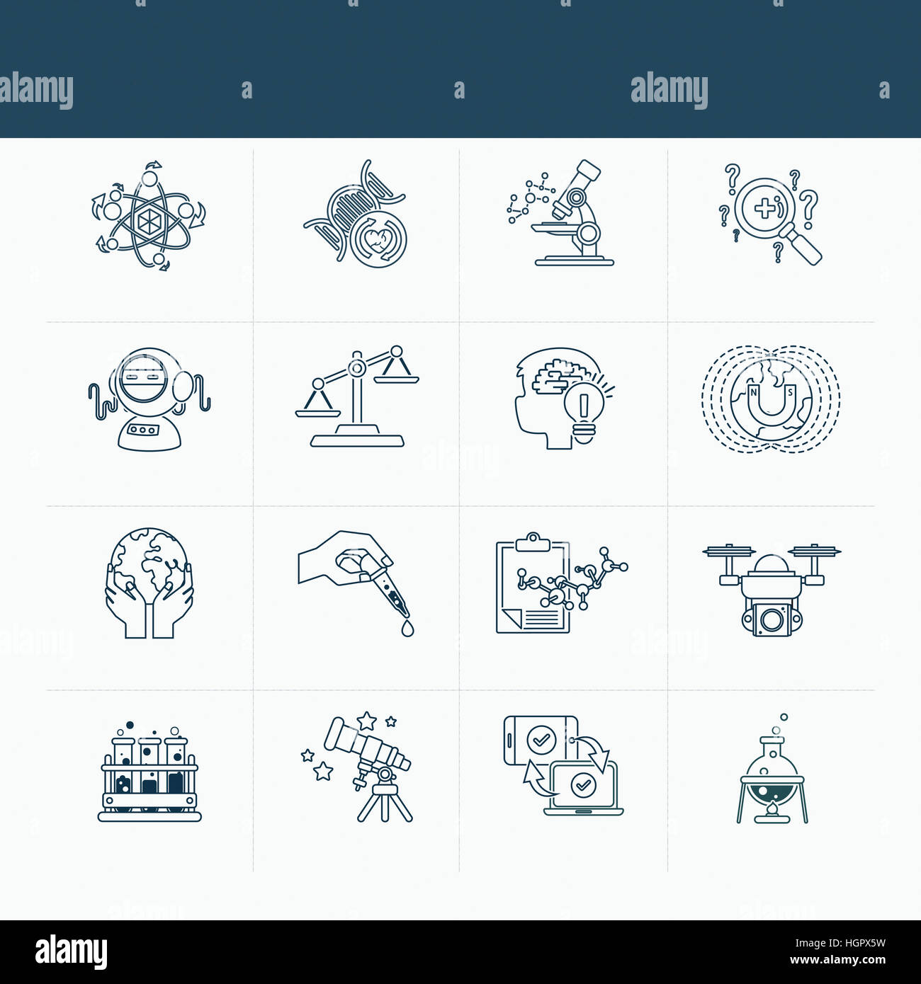 Set of various line icons related to science Stock Photo - Alamy