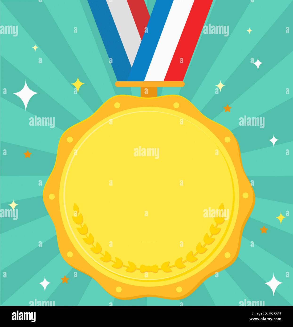Gold medal in illustration Stock Photo - Alamy