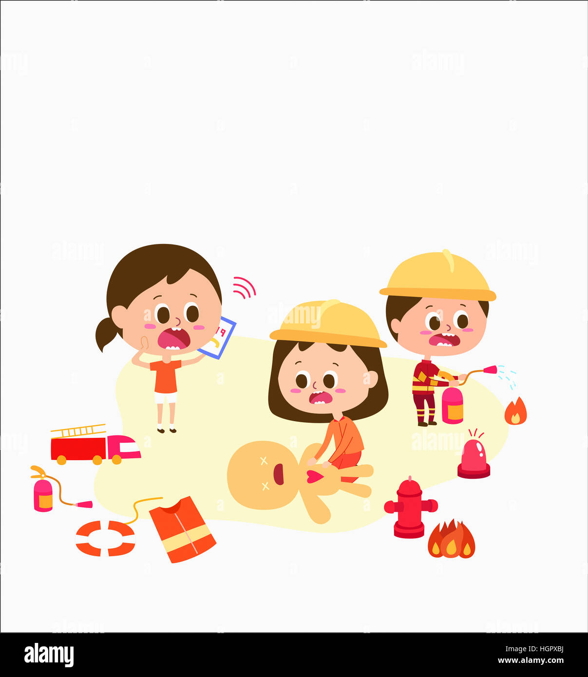 Children getting emergency preparedness training Stock Photo - Alamy