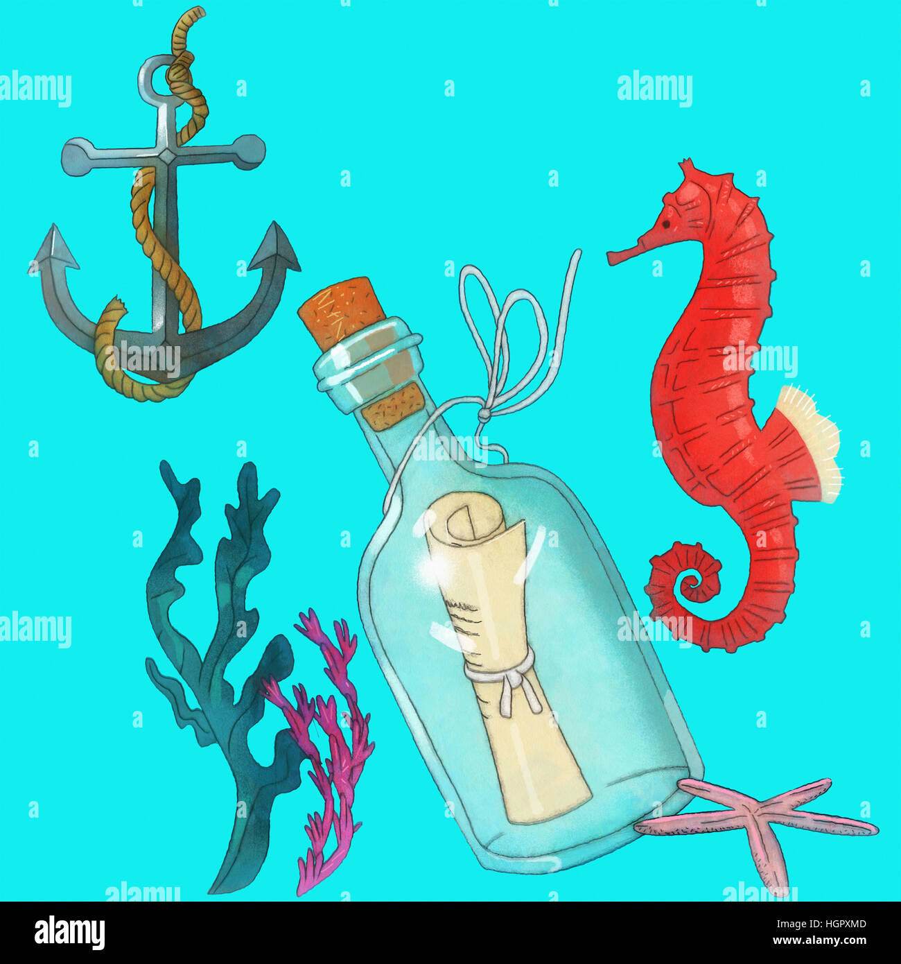 Various objects representing summer Stock Photo - Alamy