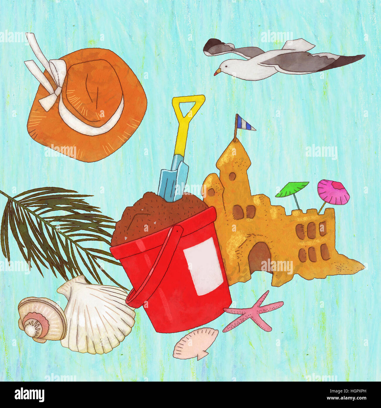Objects for summer vacation Stock Photo - Alamy