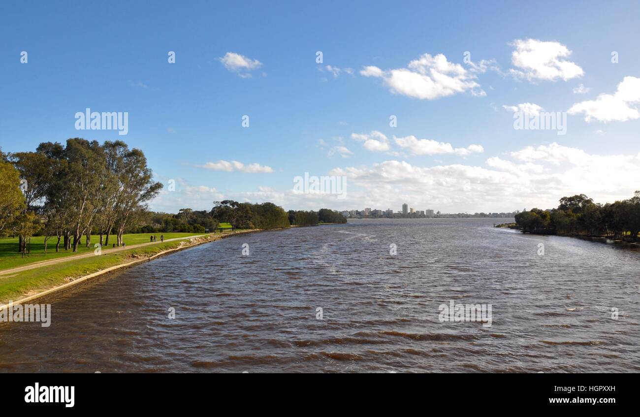 Perth,WA,Australia-August 10,2013: Overlooking the Swan River ...