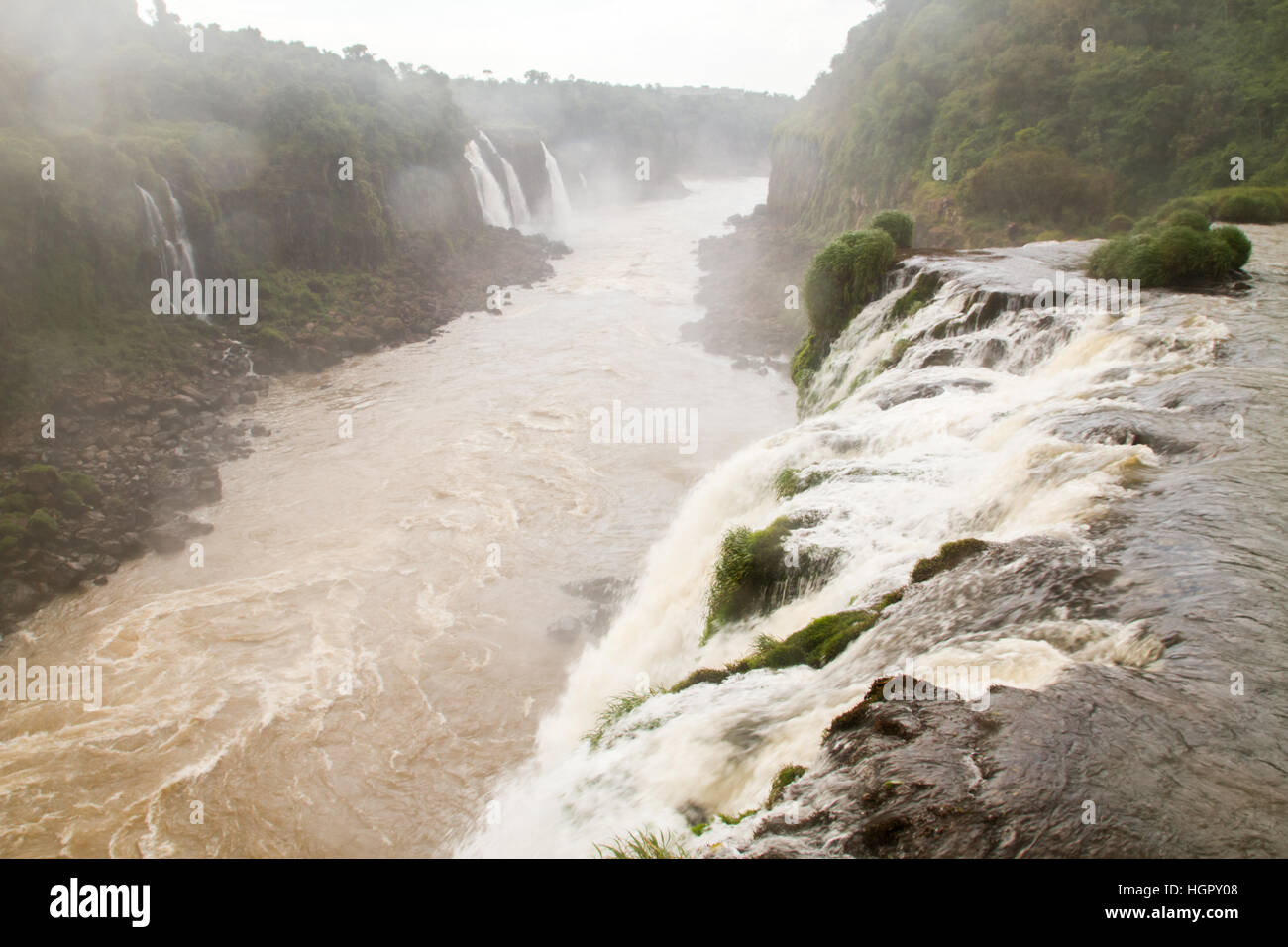 View of the Iguazu Iguacu) falls, the largest series of waterfalls on ...
