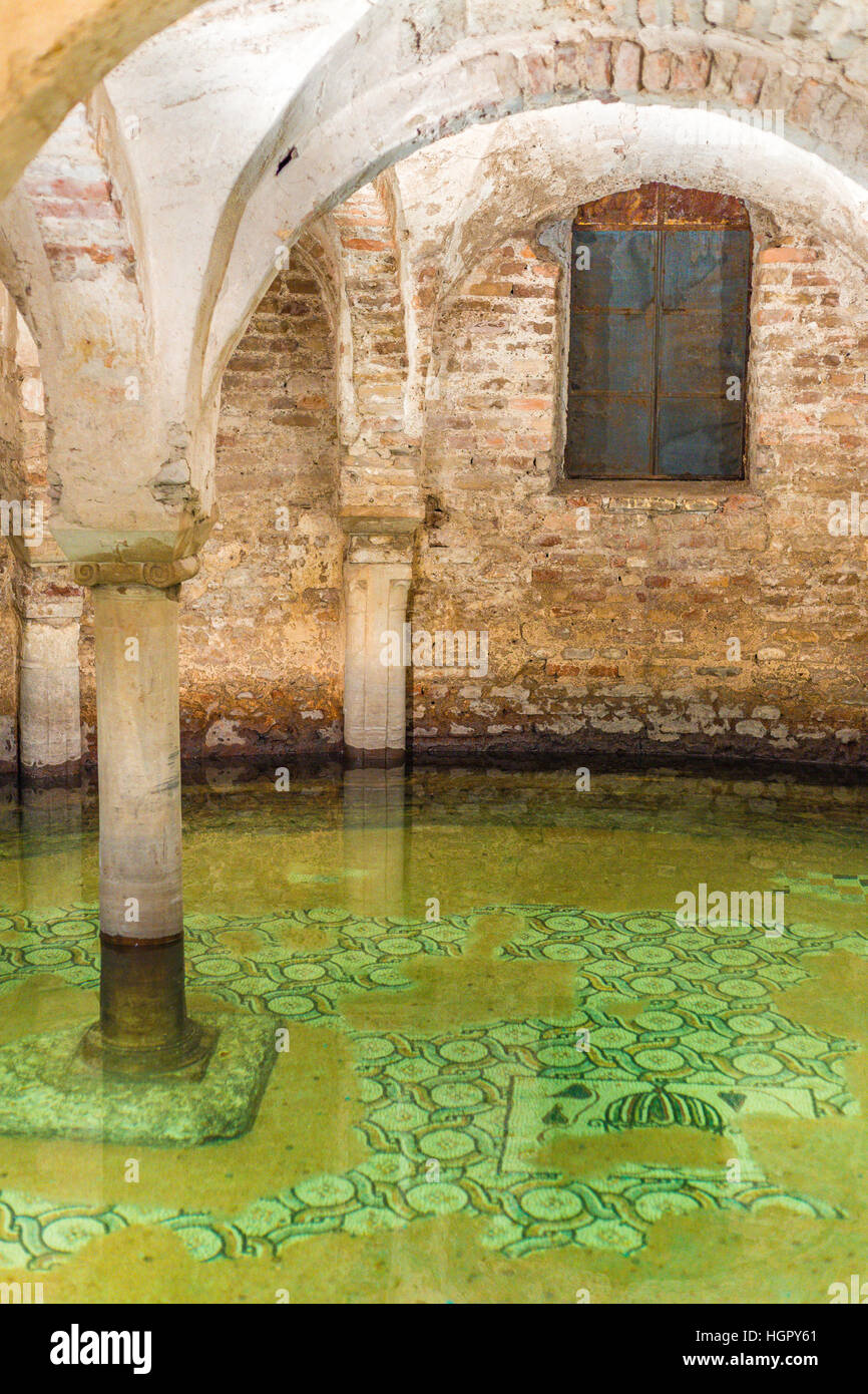 ancient flooded crypt with floor mosaics in Italy Stock Photo - Alamy