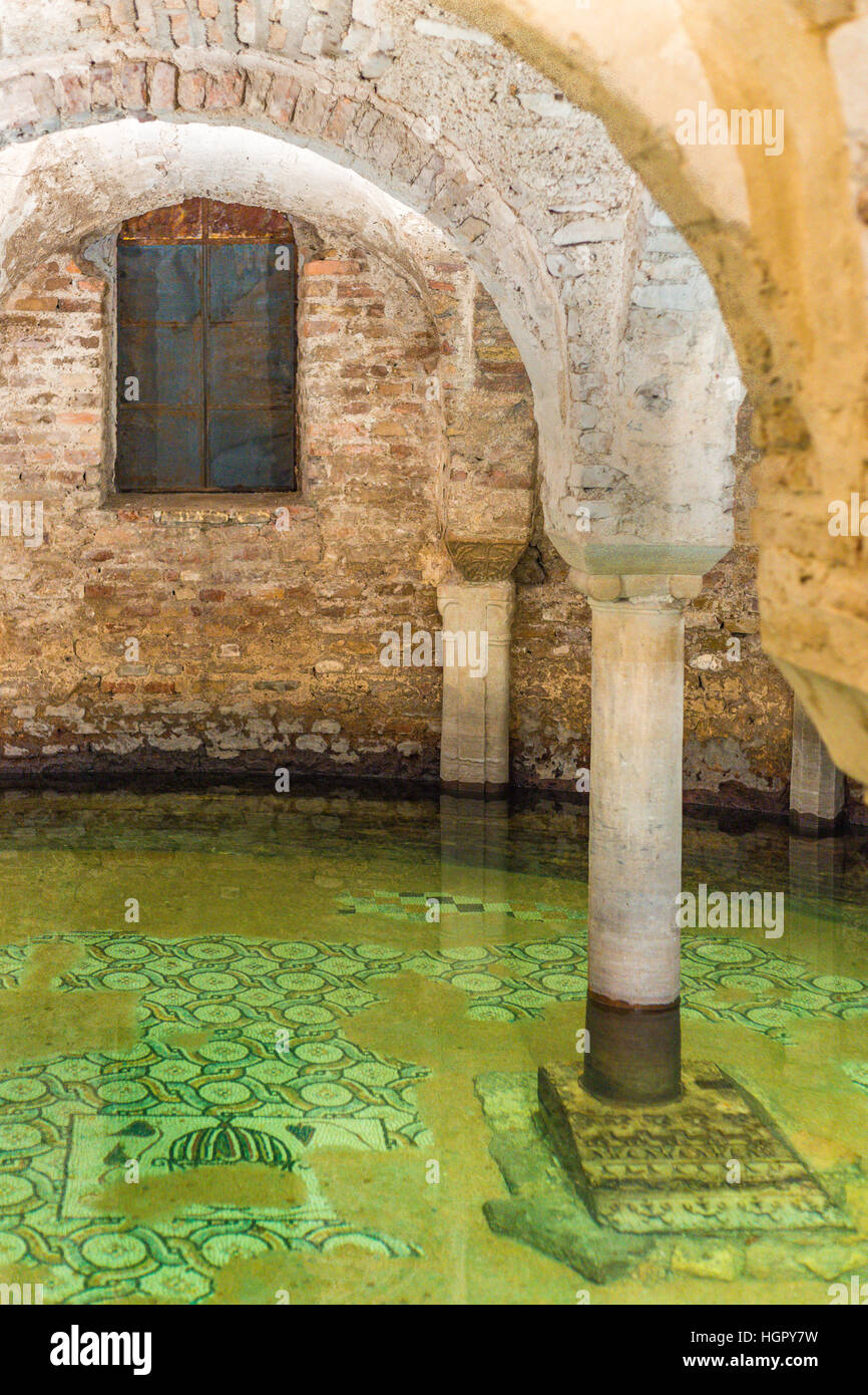 ancient flooded crypt with floor mosaics in Italy Stock Photo - Alamy