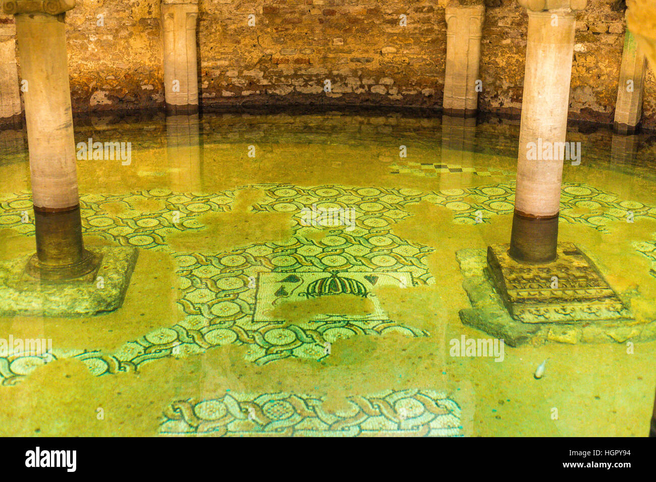 ancient flooded crypt with floor mosaics in Italy Stock Photo - Alamy