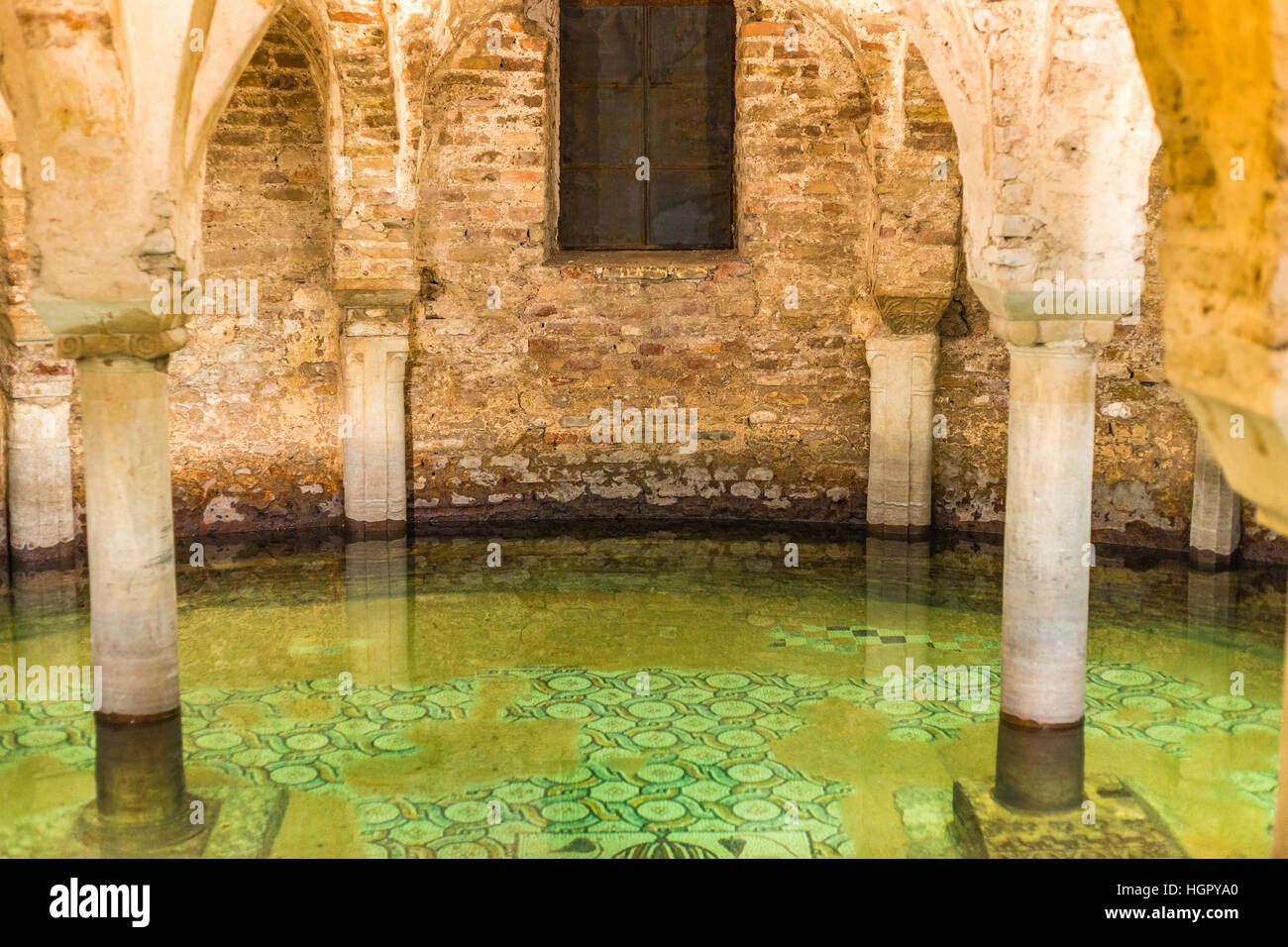 ancient flooded crypt with floor mosaics in Italy Stock Photo - Alamy