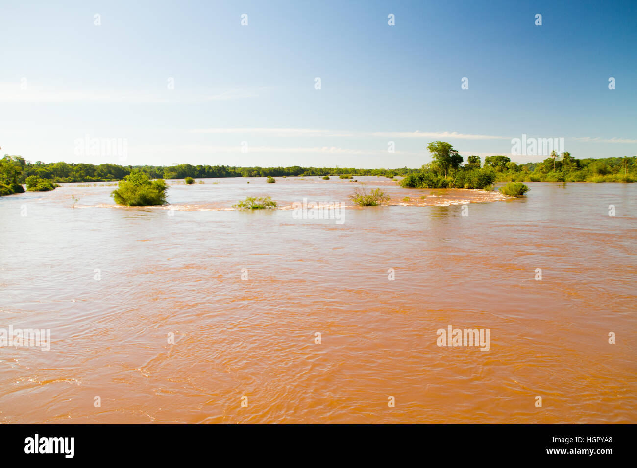 View of the Iguazu Iguacu) falls, the largest series of waterfalls on ...