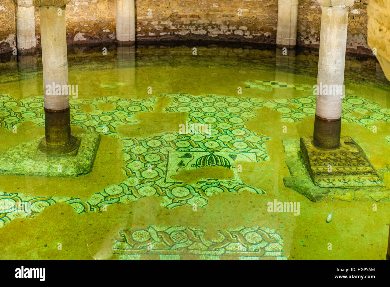 ancient flooded crypt with floor mosaics in Italy Stock Photo - Alamy