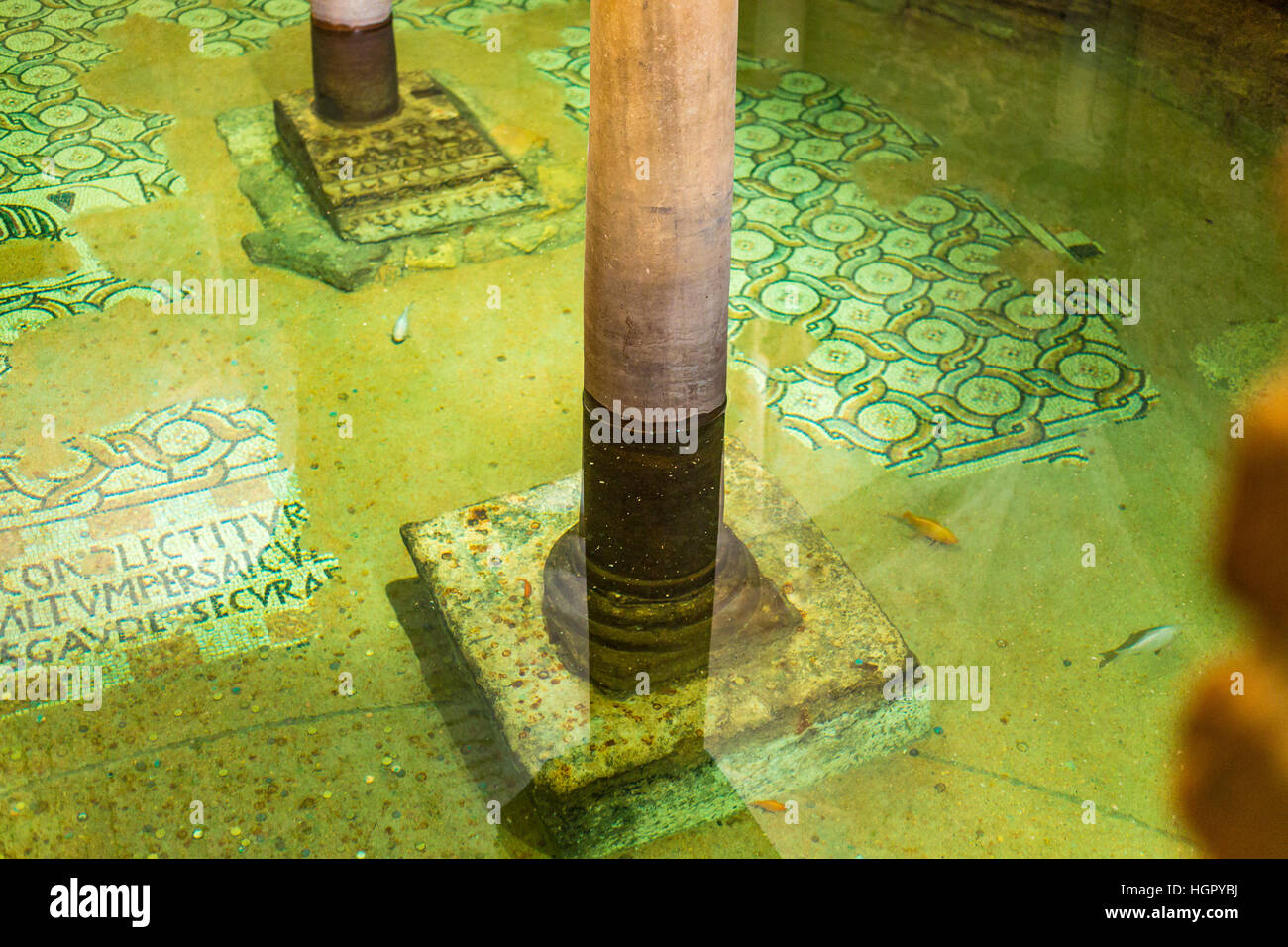 ancient flooded crypt with floor mosaics in Italy Stock Photo - Alamy