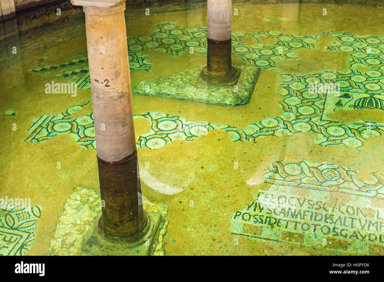 ancient flooded crypt with floor mosaics in Italy Stock Photo - Alamy