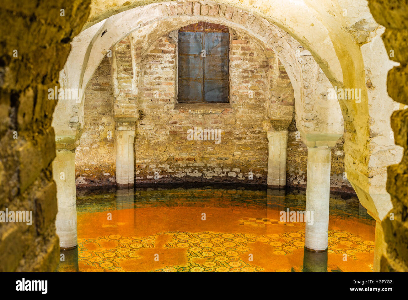 ancient flooded crypt with floor mosaics in Italy Stock Photo - Alamy