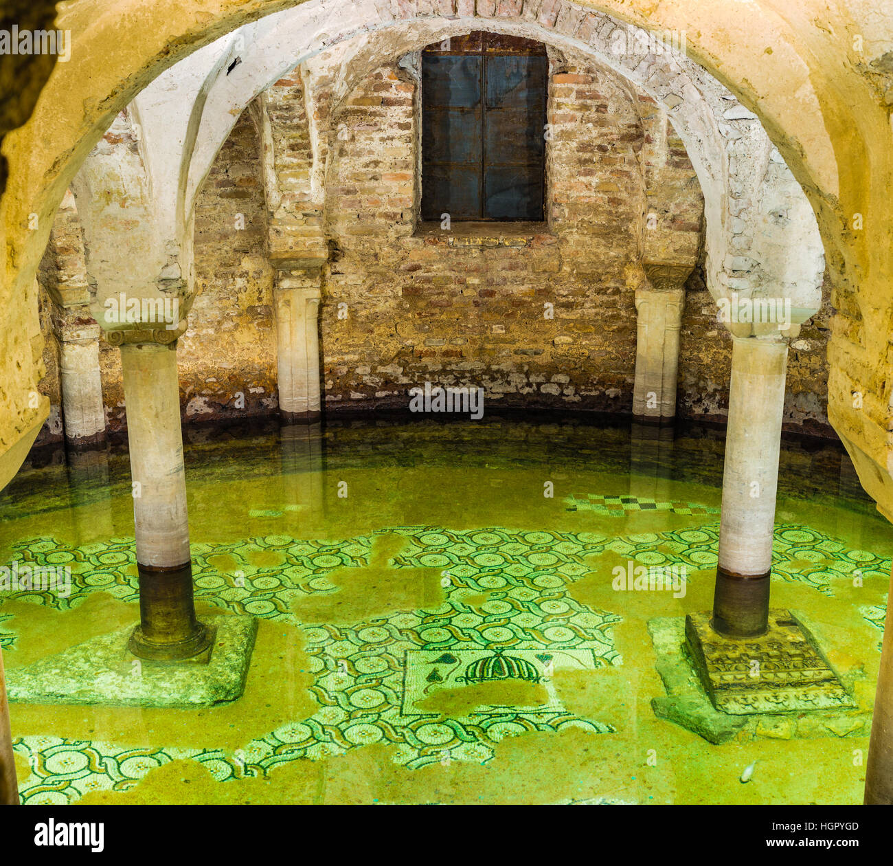 ancient flooded crypt with floor mosaics in Italy Stock Photo - Alamy