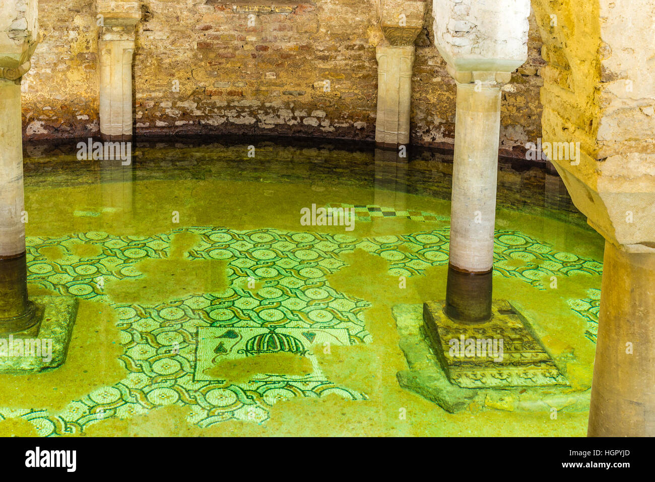ancient flooded crypt with floor mosaics in Italy Stock Photo - Alamy