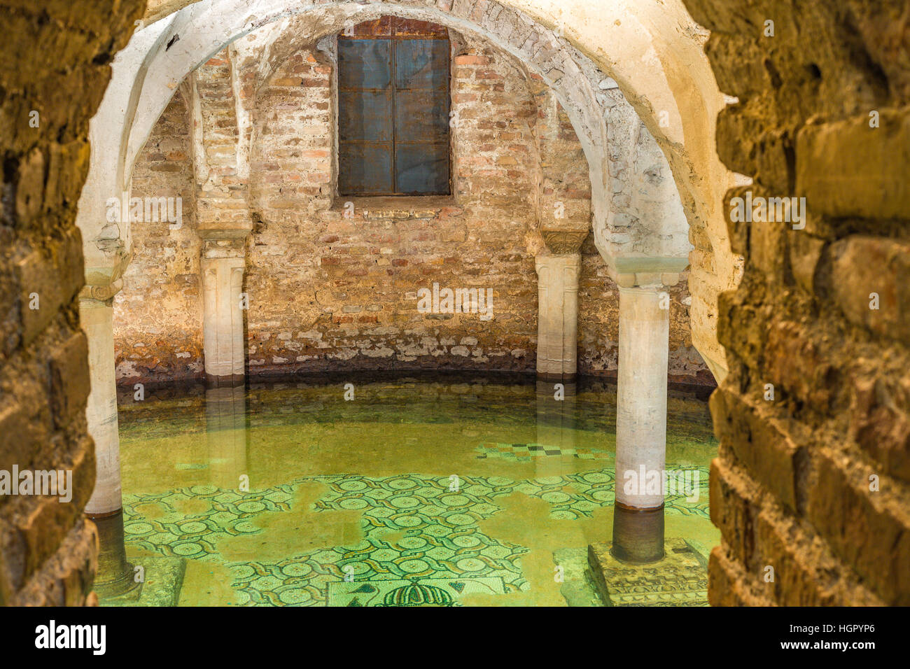 ancient flooded crypt with floor mosaics in Italy Stock Photo - Alamy