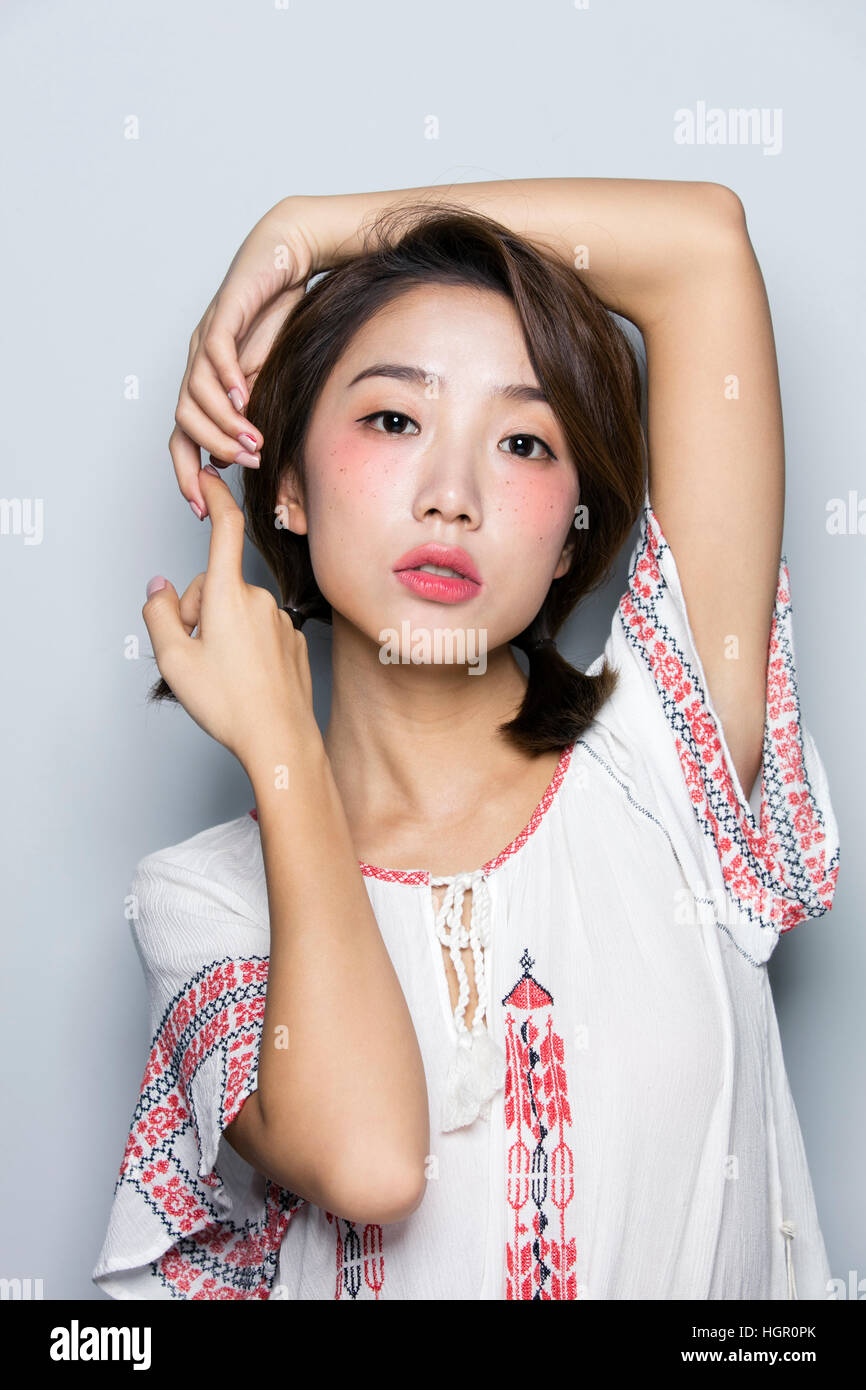 Young woman freckles in hi-res stock photography and images - Alamy